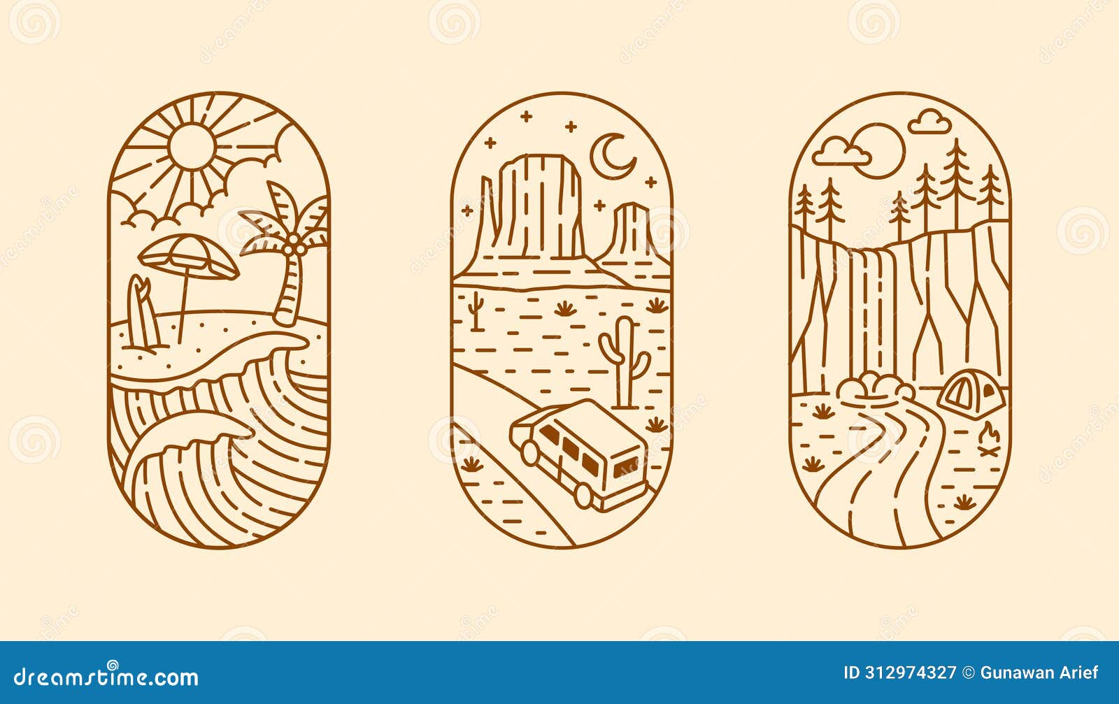 Beautiful Nature Line Art Illustration Vector Stock Vector ...