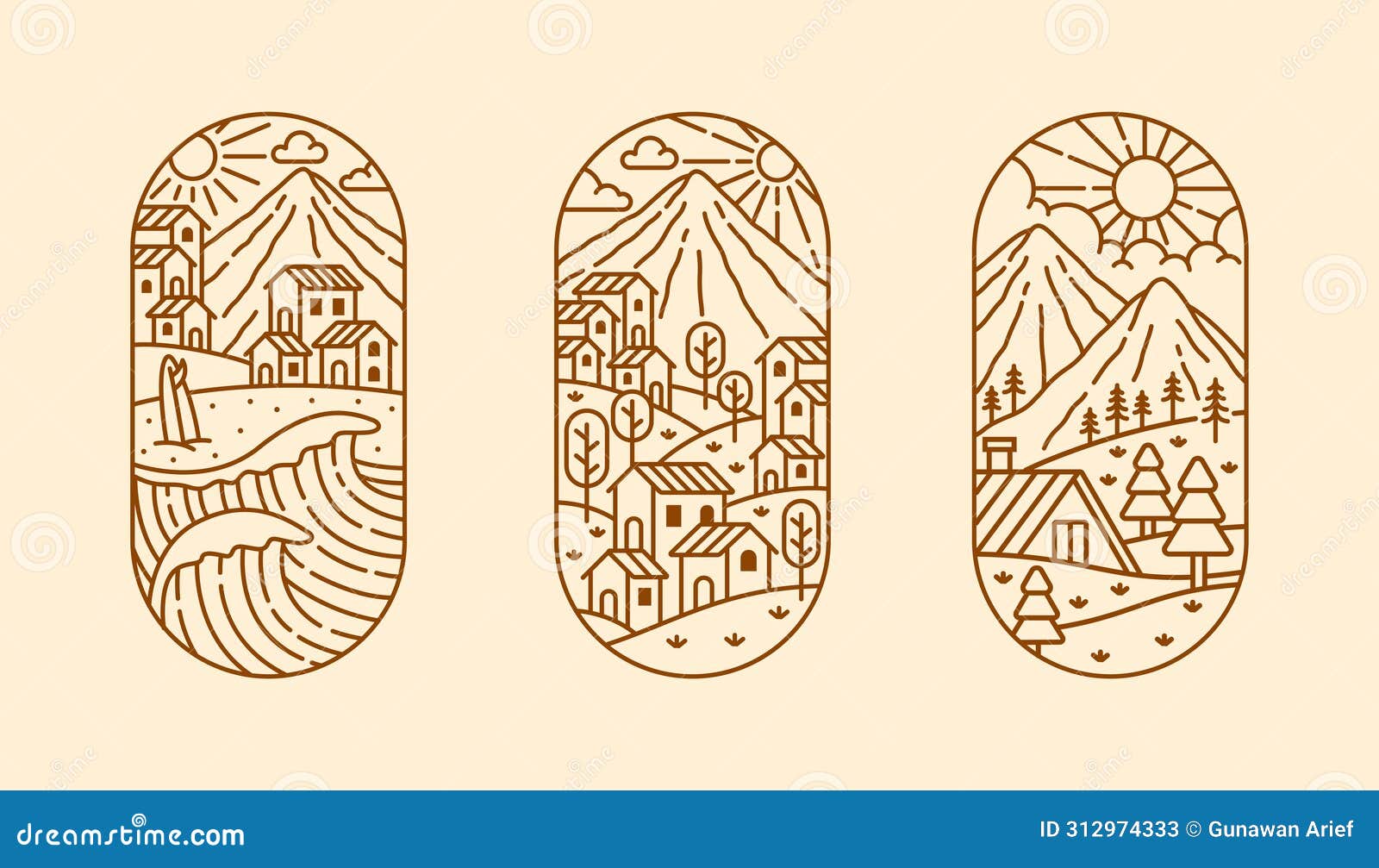 Beautiful Nature Line Art Illustration Vector Illustration Stock Vector ...