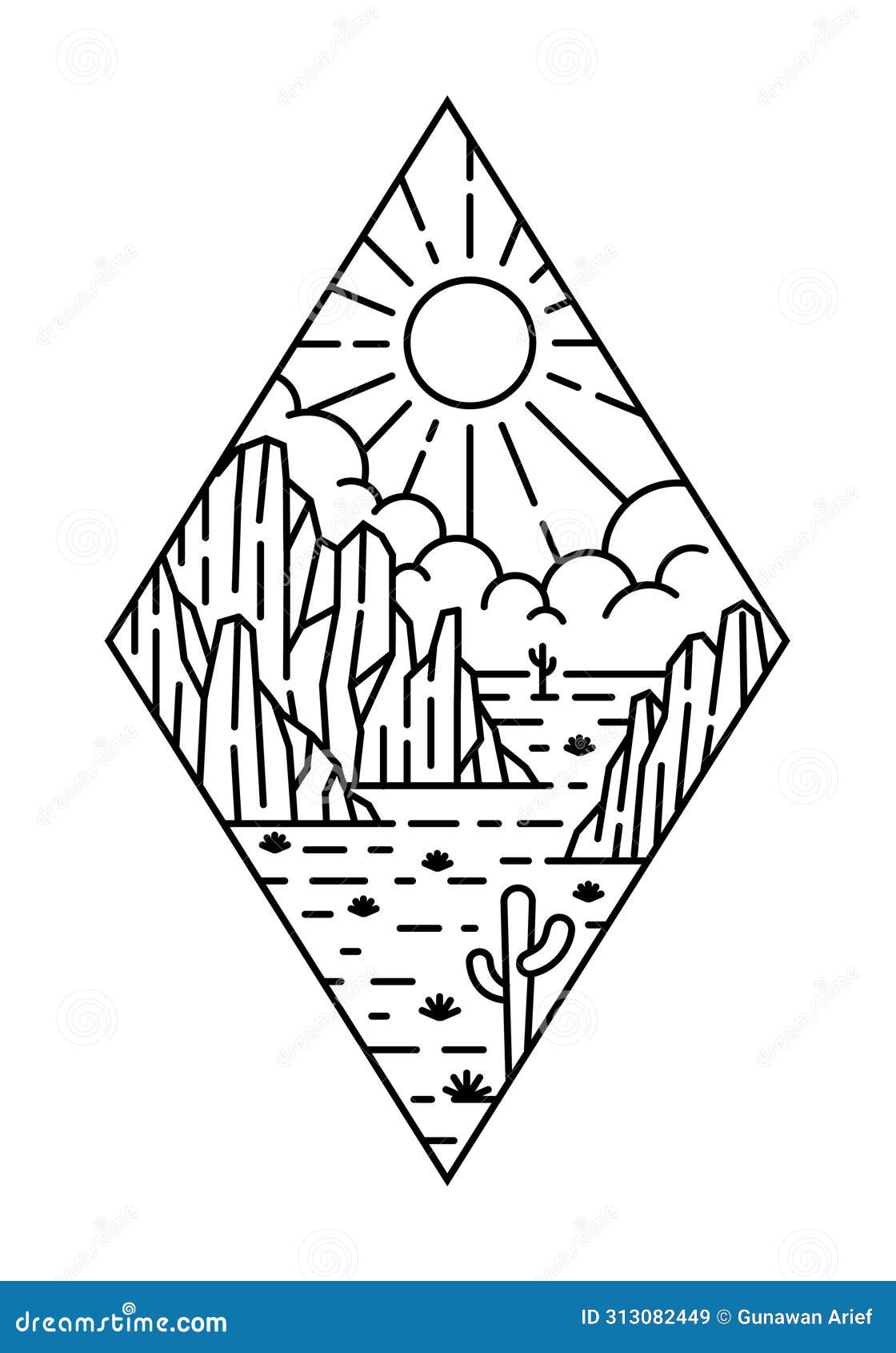 Beautiful Nature Line Art Illustration Vector Stock Vector ...