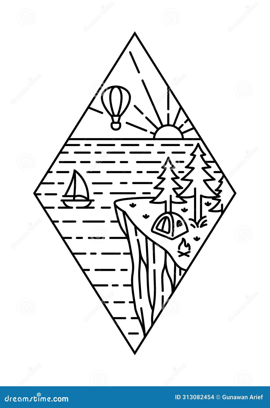 Beautiful Nature Line Art Illustration Vector Stock Vector ...