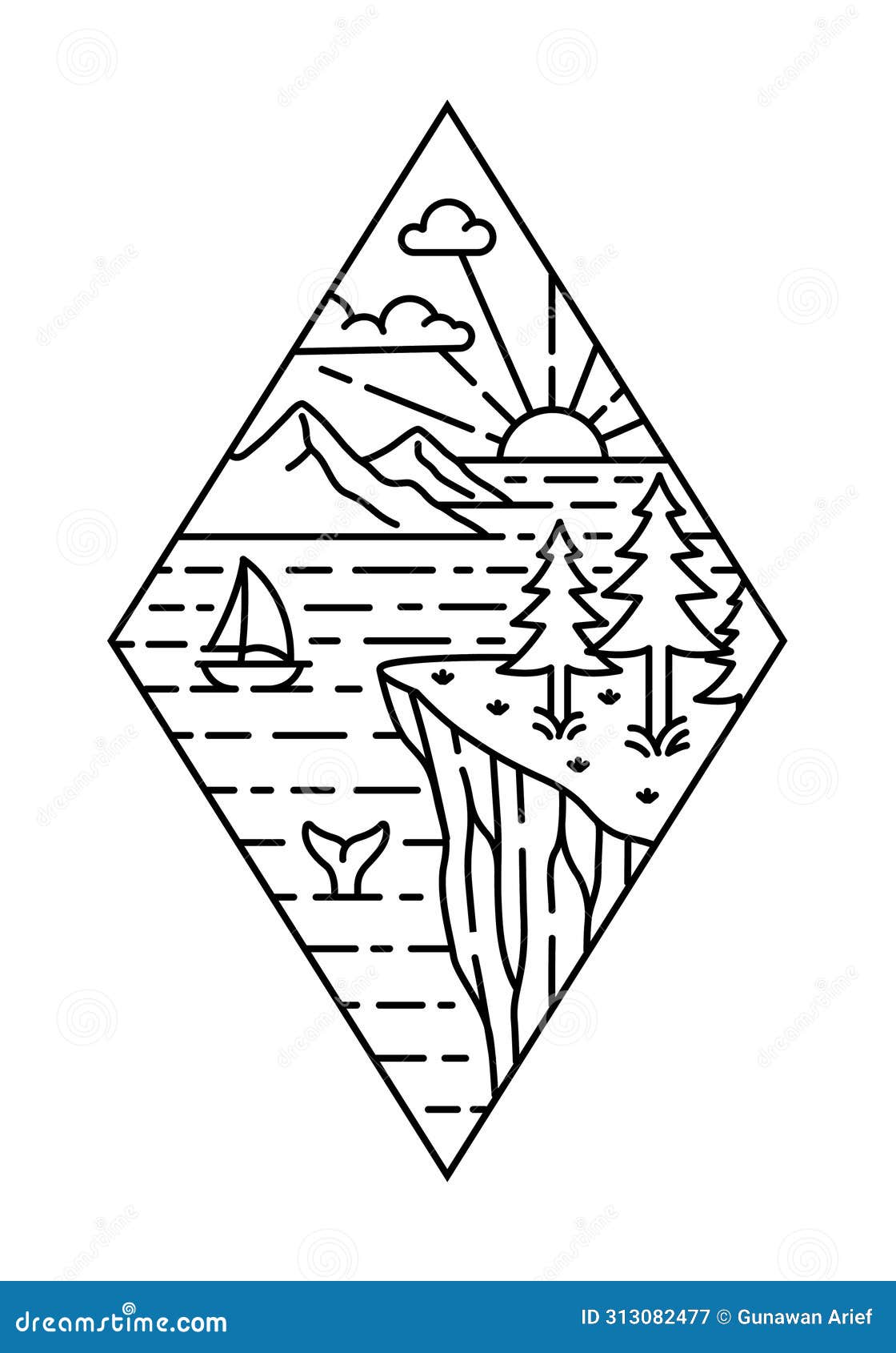 Beautiful Nature Line Art Illustration Vector Stock Vector ...