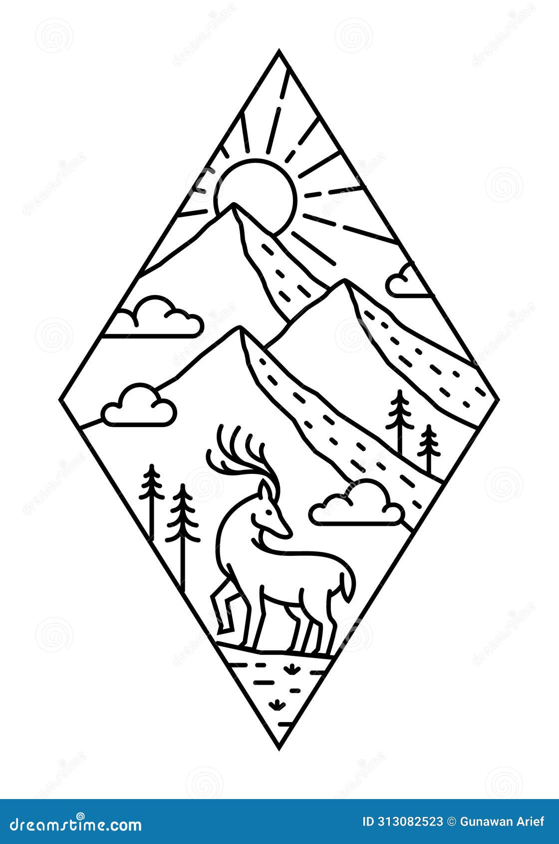 Beautiful Nature Line Art Illustration Vector Stock Vector ...