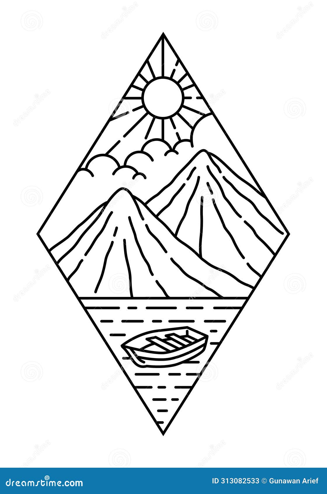 Beautiful Nature Line Art Illustration Vector Stock Vector ...