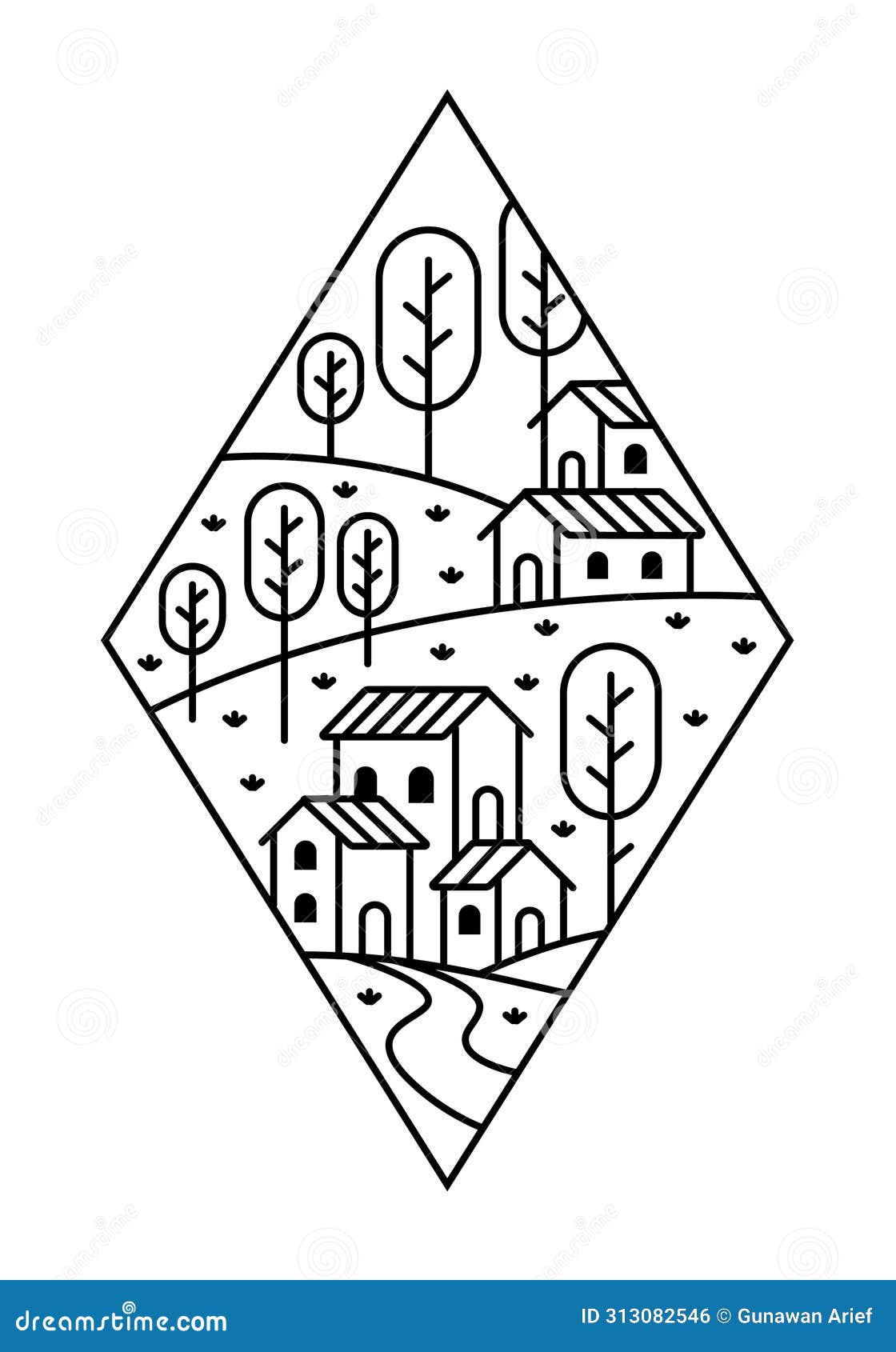 Beautiful Nature Line Art Illustration Vector Stock Vector ...