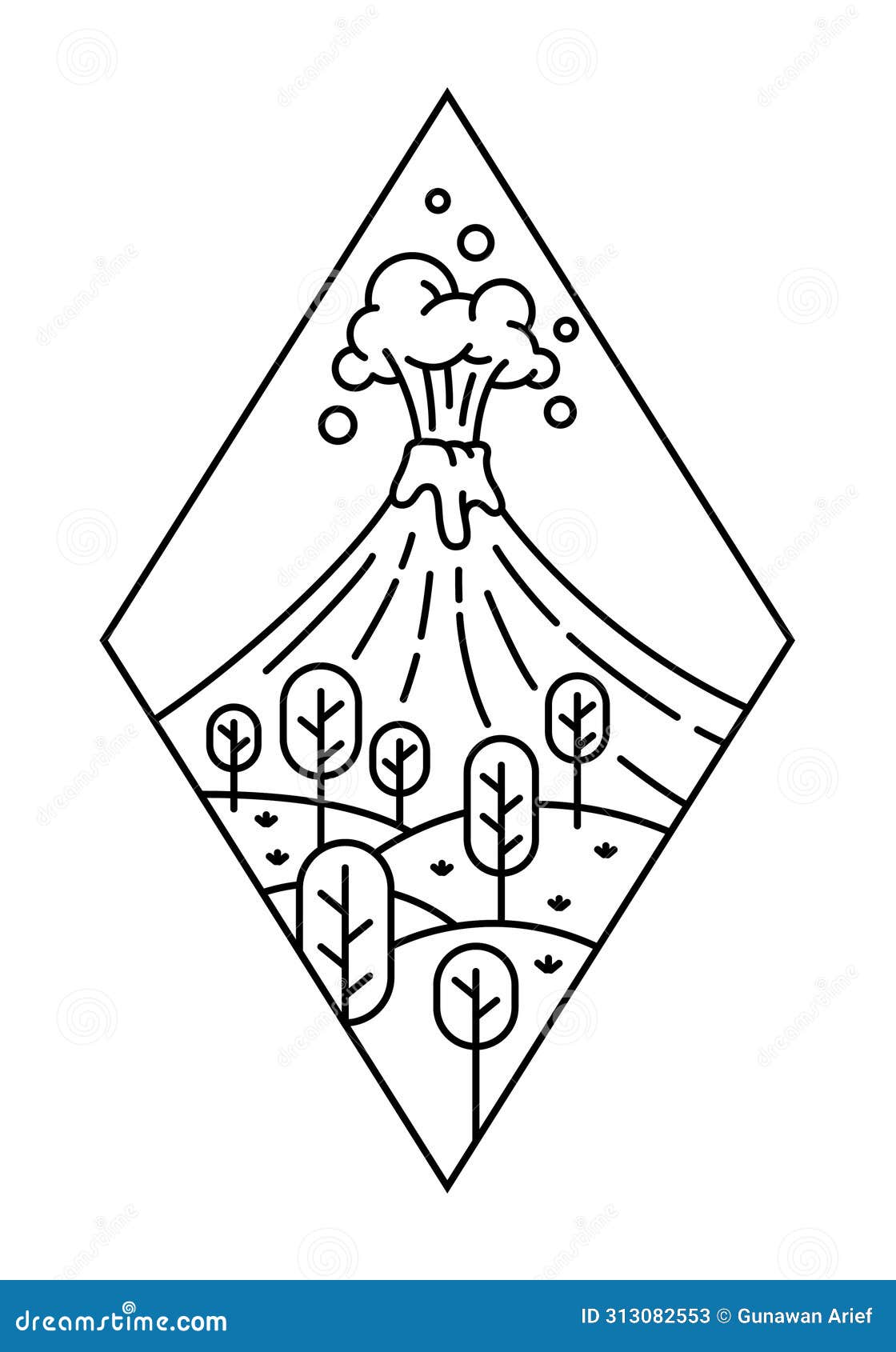 Beautiful Nature Line Art Illustration Vector Stock Vector ...