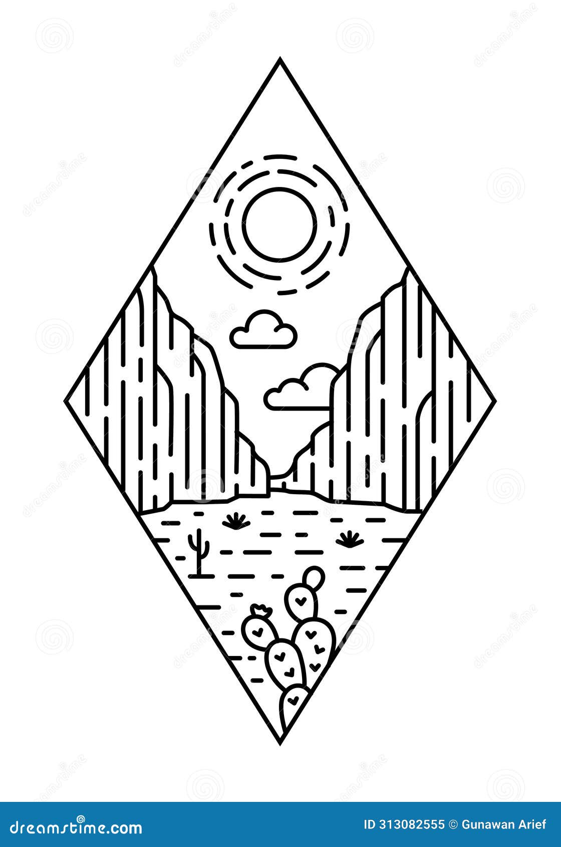 Beautiful Nature Line Art Illustration Vector Stock Vector ...