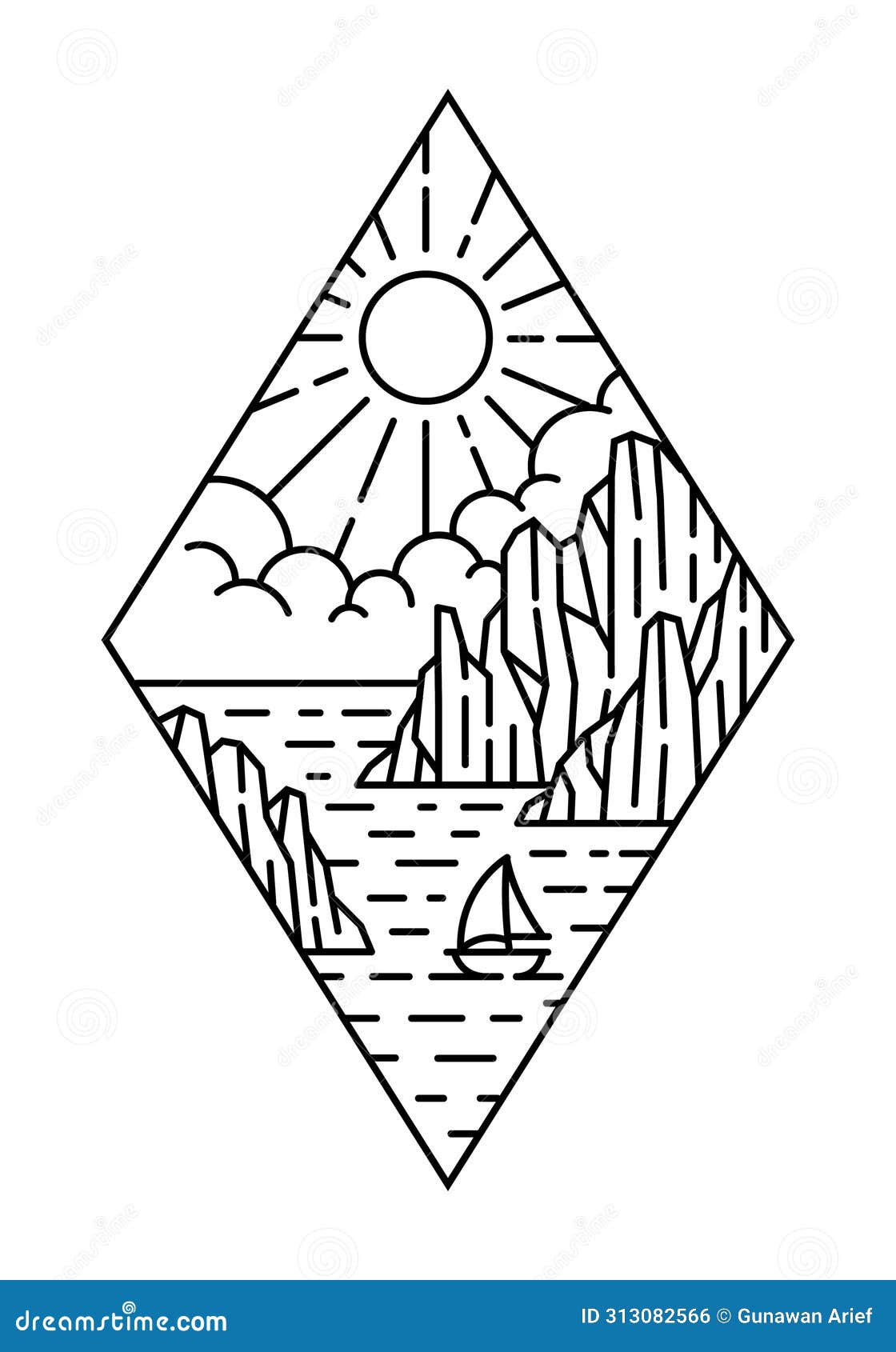 Beautiful Nature Line Art Illustration Vector Stock Vector ...