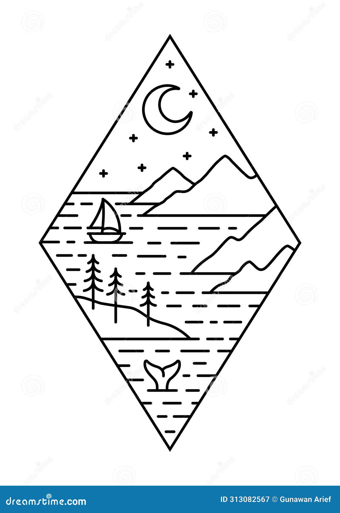 Beautiful Nature Line Art Illustration Vector Stock Vector ...