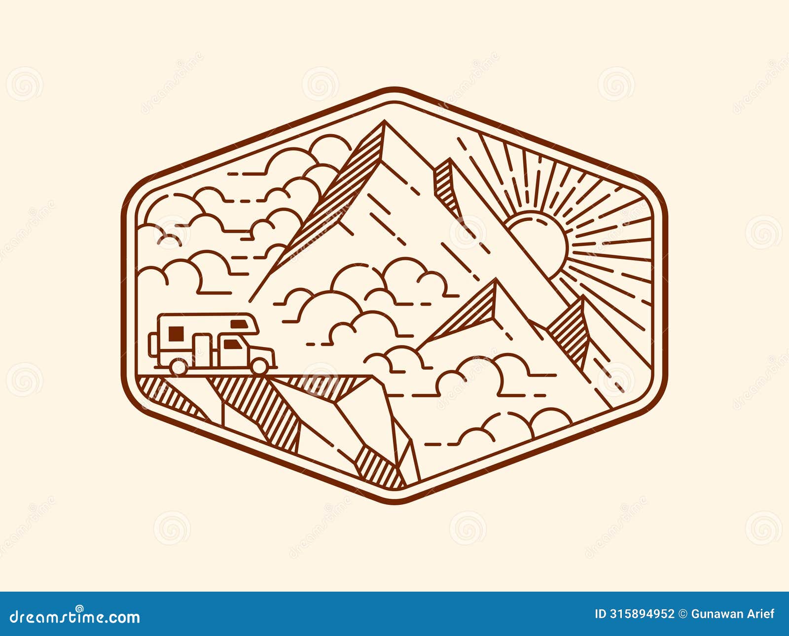 Beautiful Nature Line Art Vector Template Stock Vector - Illustration ...