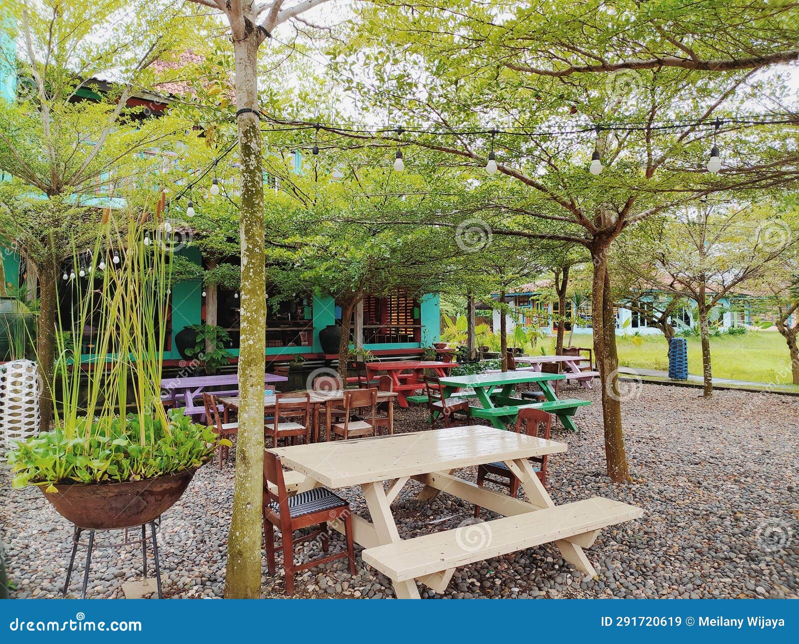 Beautiful Nature Outdoor Seating at the Restaurant Stock Image - Image ...