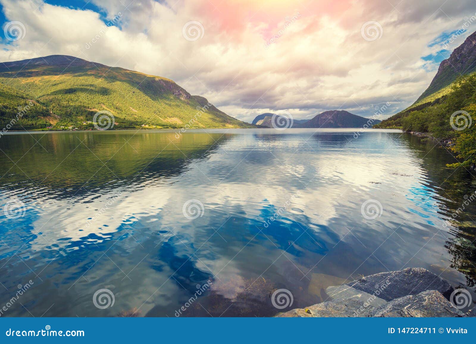 Panoramic View of the Fjord. Norway Stock Image - Image of outdoor ...