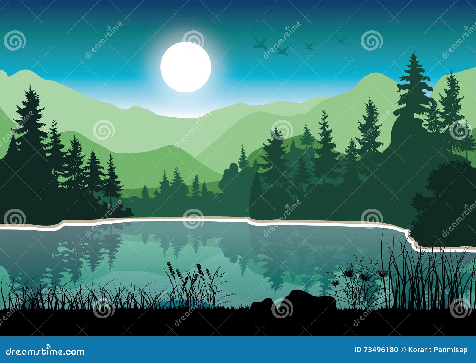 Beautiful Nature , Vector Illustrations Landscape Stock Vector ...