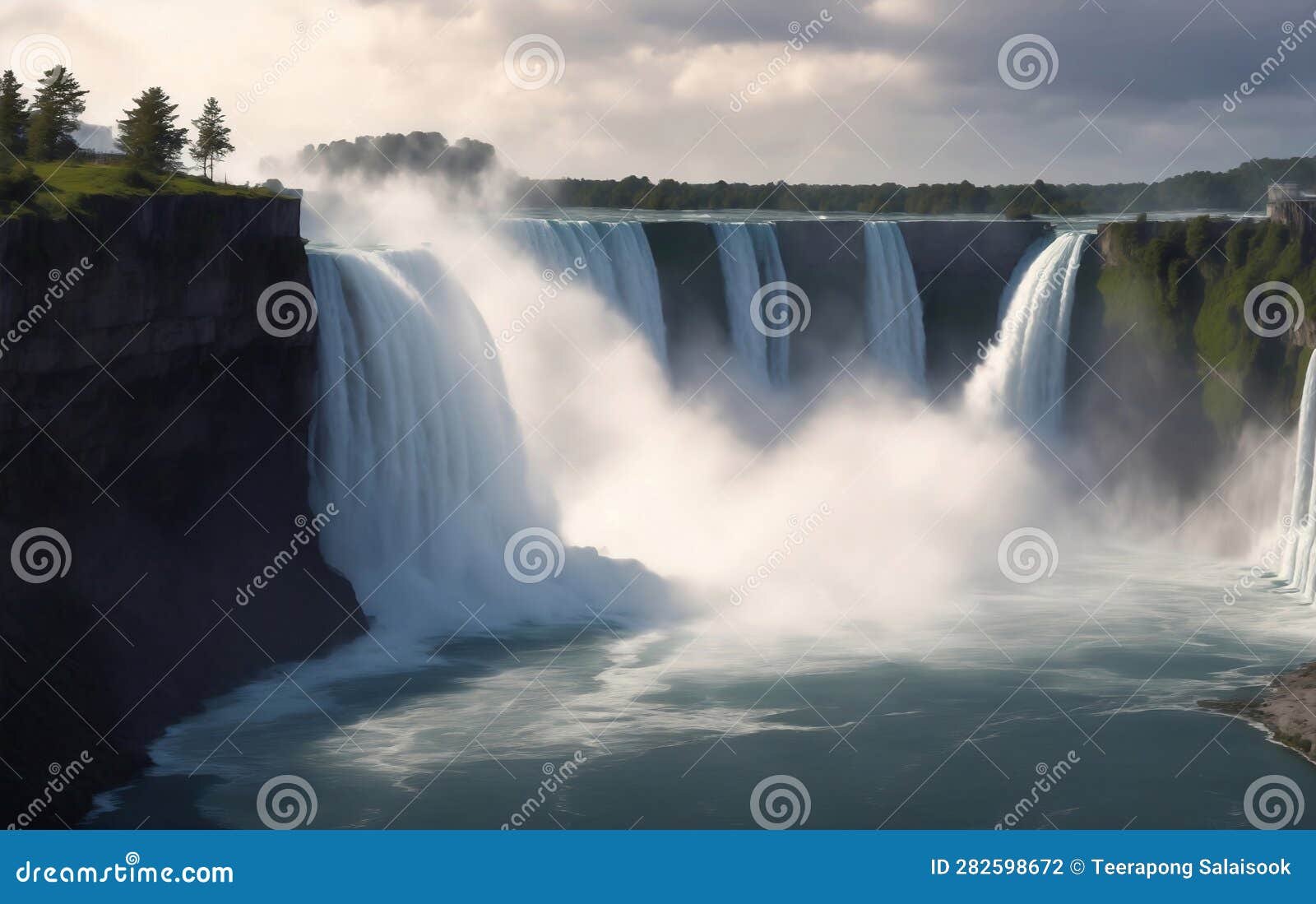A Beautiful Nature Water Fall, Generative AI Illustration Stock ...