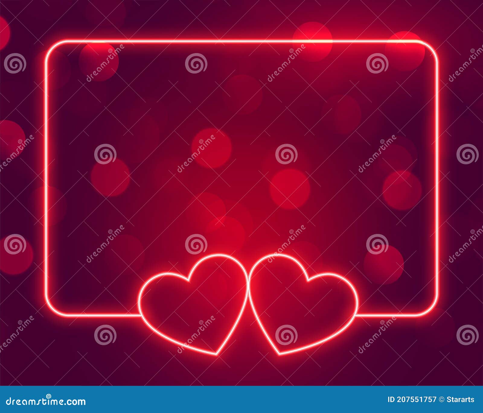 Beautiful Neon Hearts Frame with Text Space Stock Vector - Illustration ...