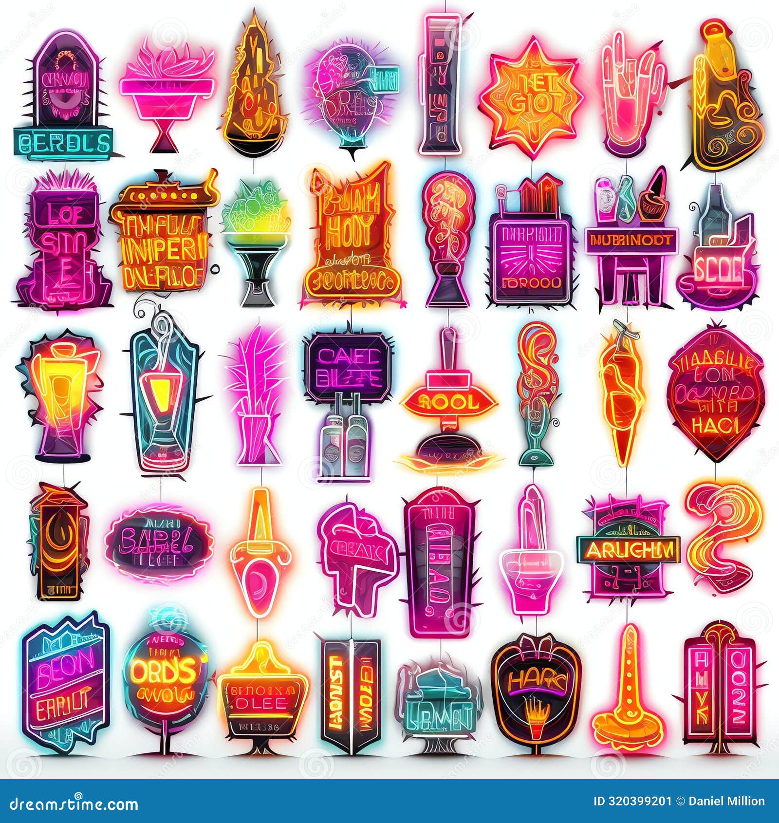 Beautiful Neon Signs Clipart Illustration Stock Illustration ...
