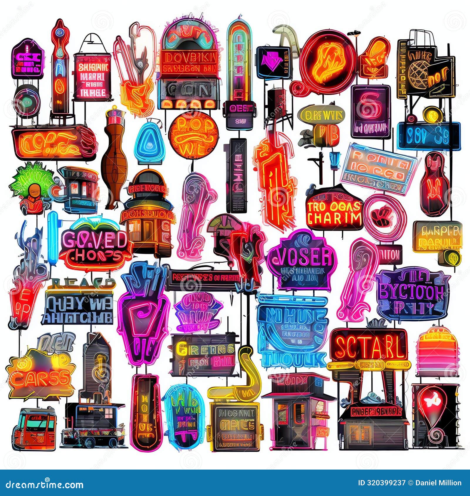 Beautiful Neon Signs Clipart Illustration Stock Illustration ...