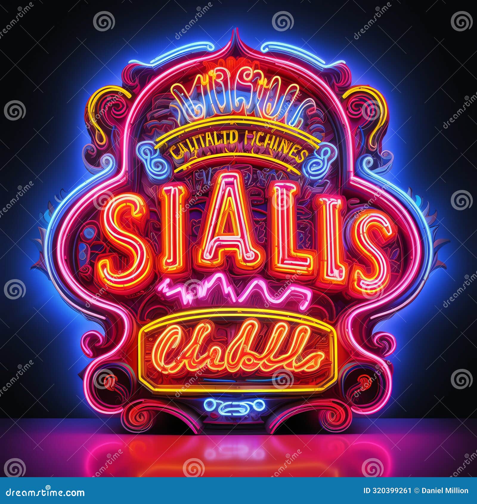 Beautiful Neon Signs Clipart Illustration Stock Illustration ...