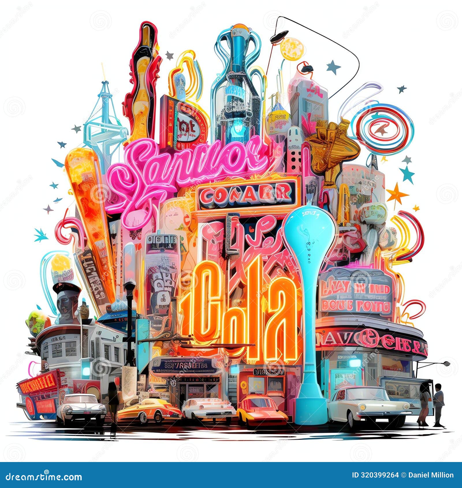 Beautiful Neon Signs Clipart Illustration Royalty-Free Cartoon ...