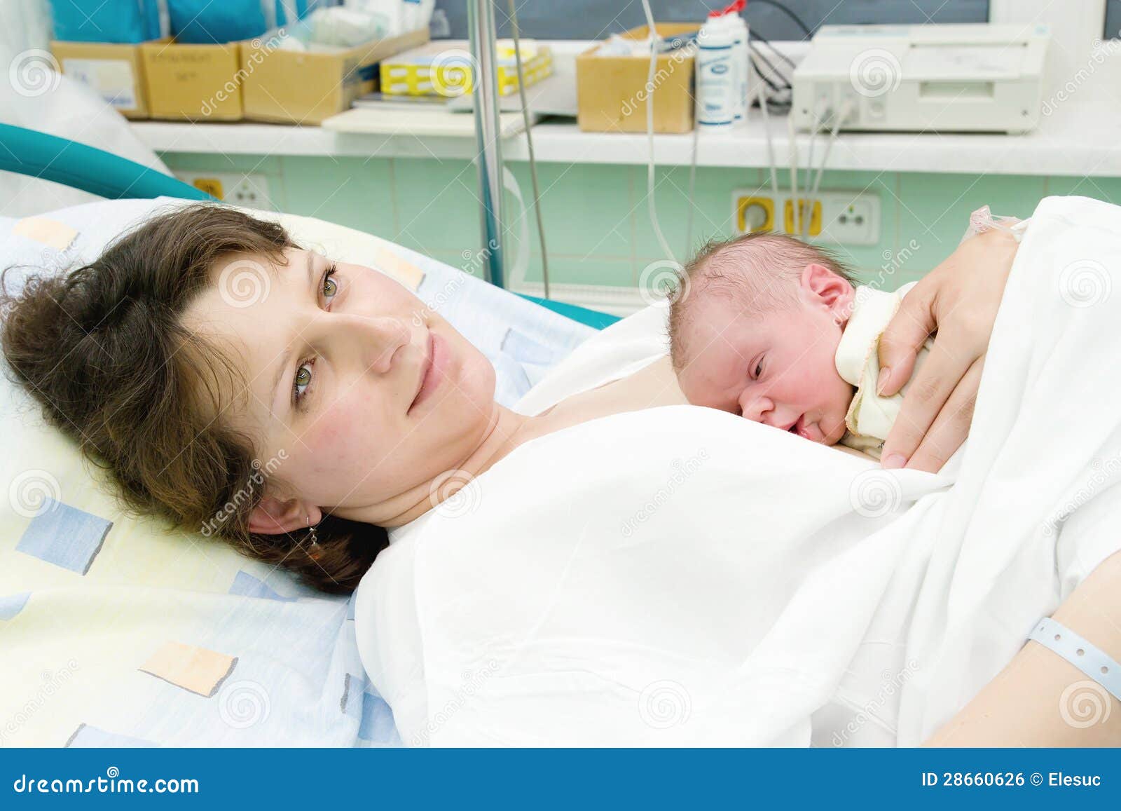 Beautiful new mother happy stock photo. Image of birthing - 28660626