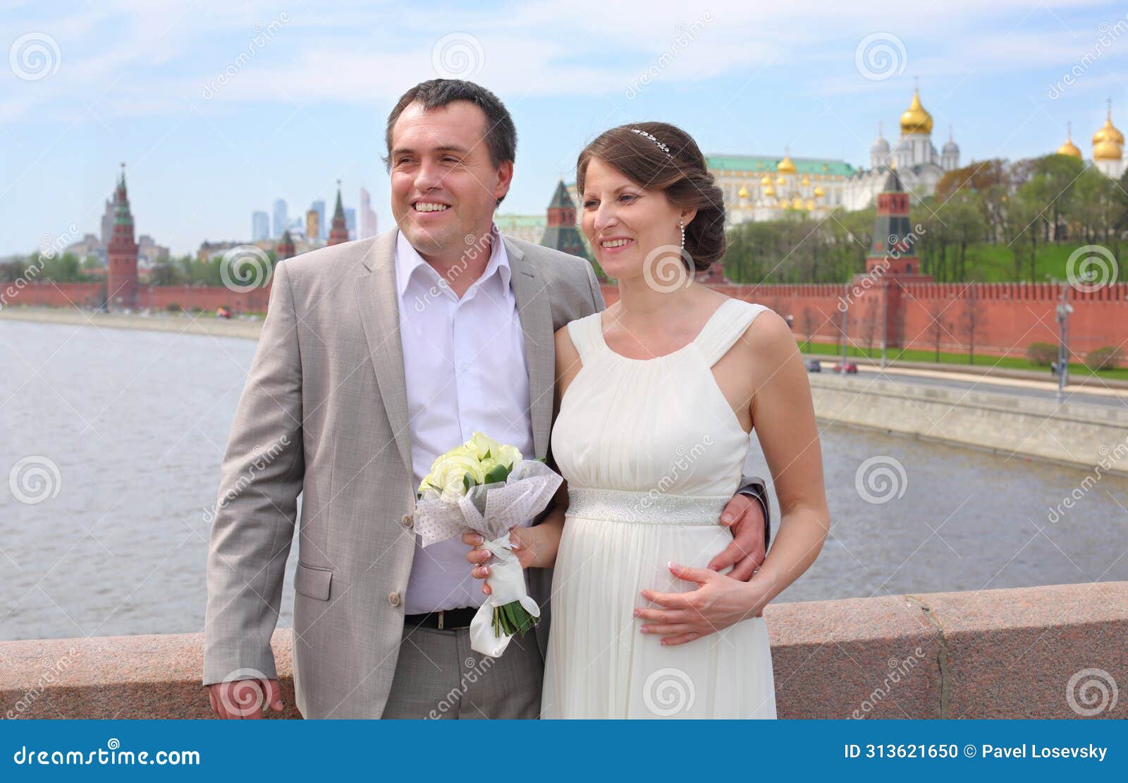 Beautiful Newly Married Couple Standing on a Stock Photo - Image of ...