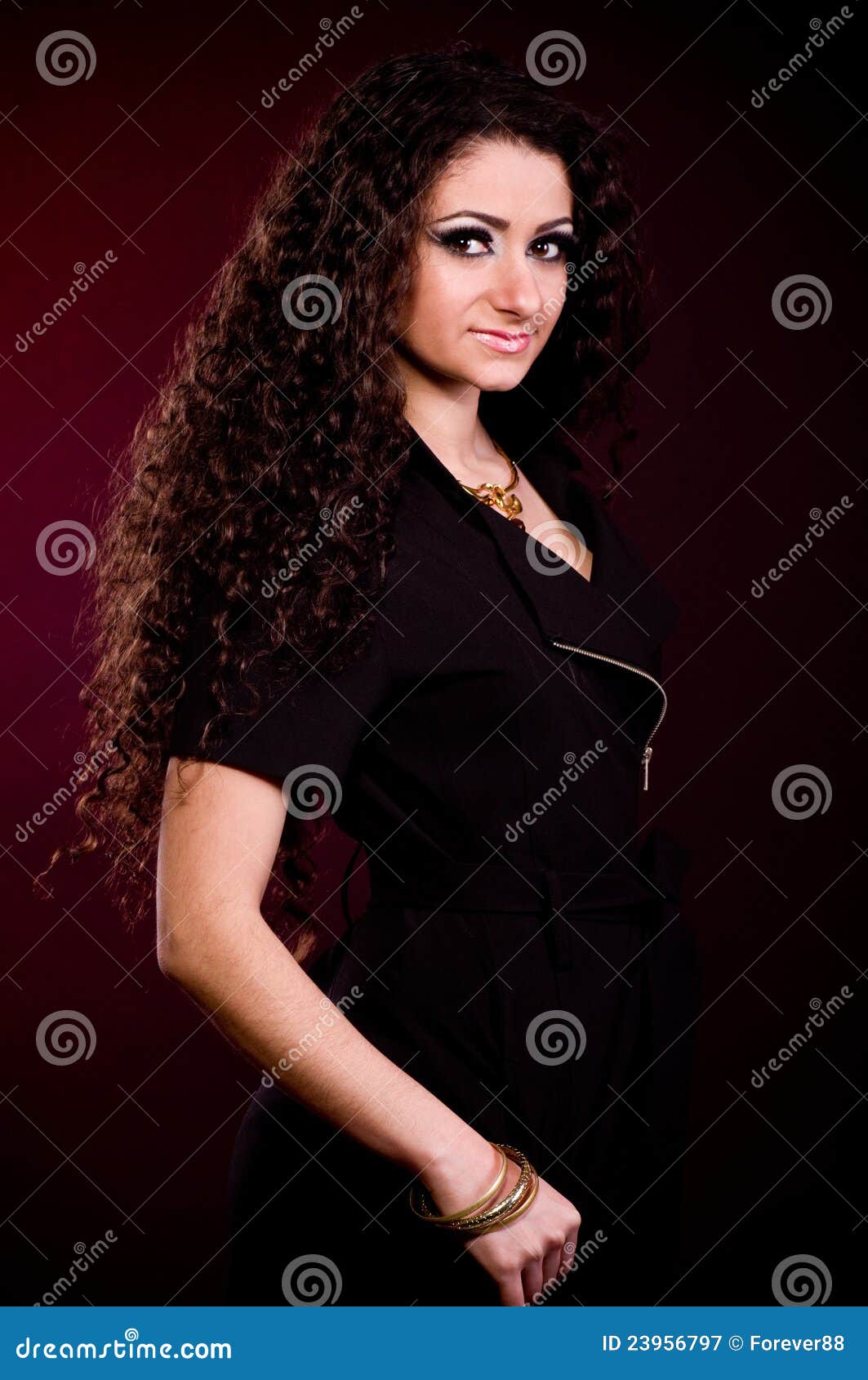 Beautiful Nice Woman with Long Ringlets Hair Stock Image - Image of ...