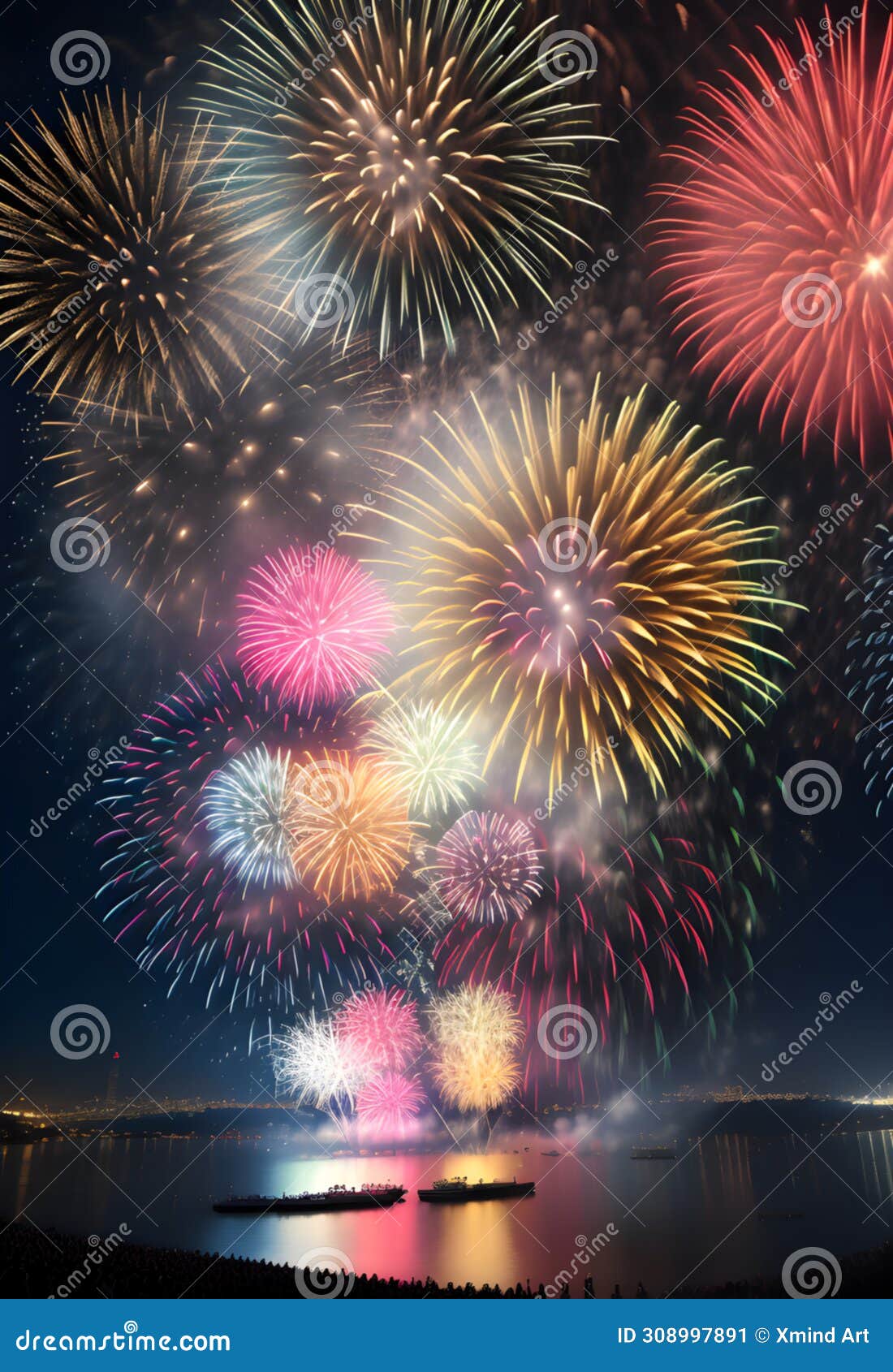 Night Firework Background Cartoon Vector | CartoonDealer.com #166853975