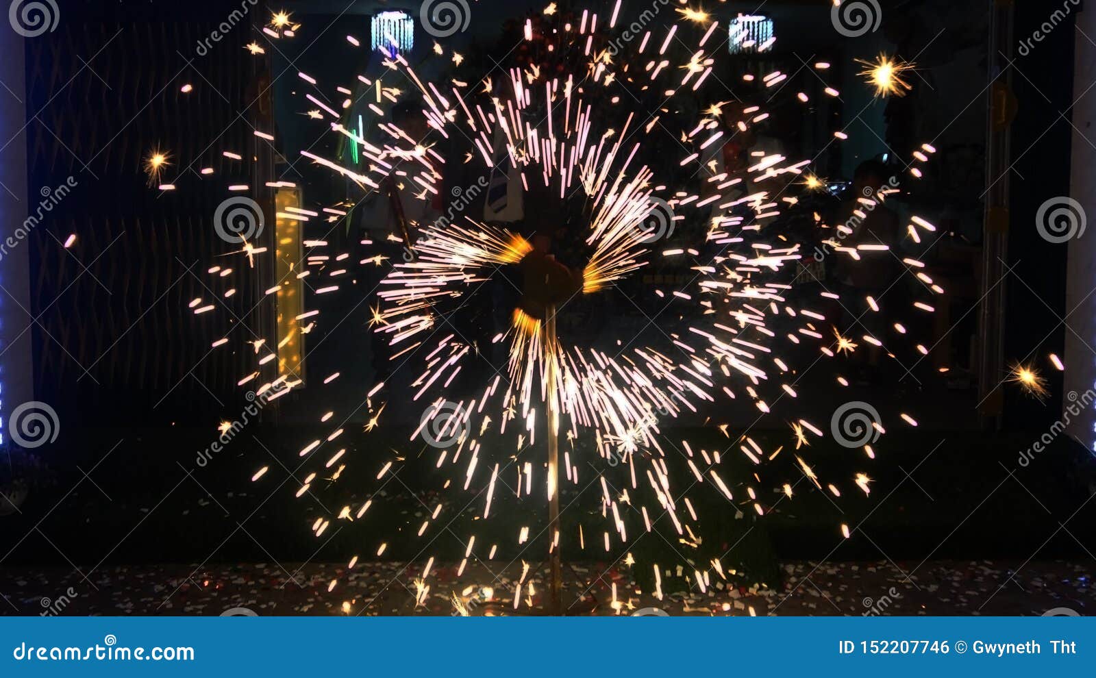 Fireworks in Beautiful Night Stock Photo - Image of electric, thrust ...