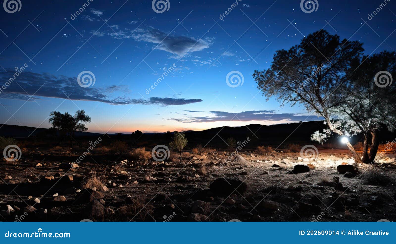 Beautiful Night in the Forest Outback Stock Illustration - Illustration ...
