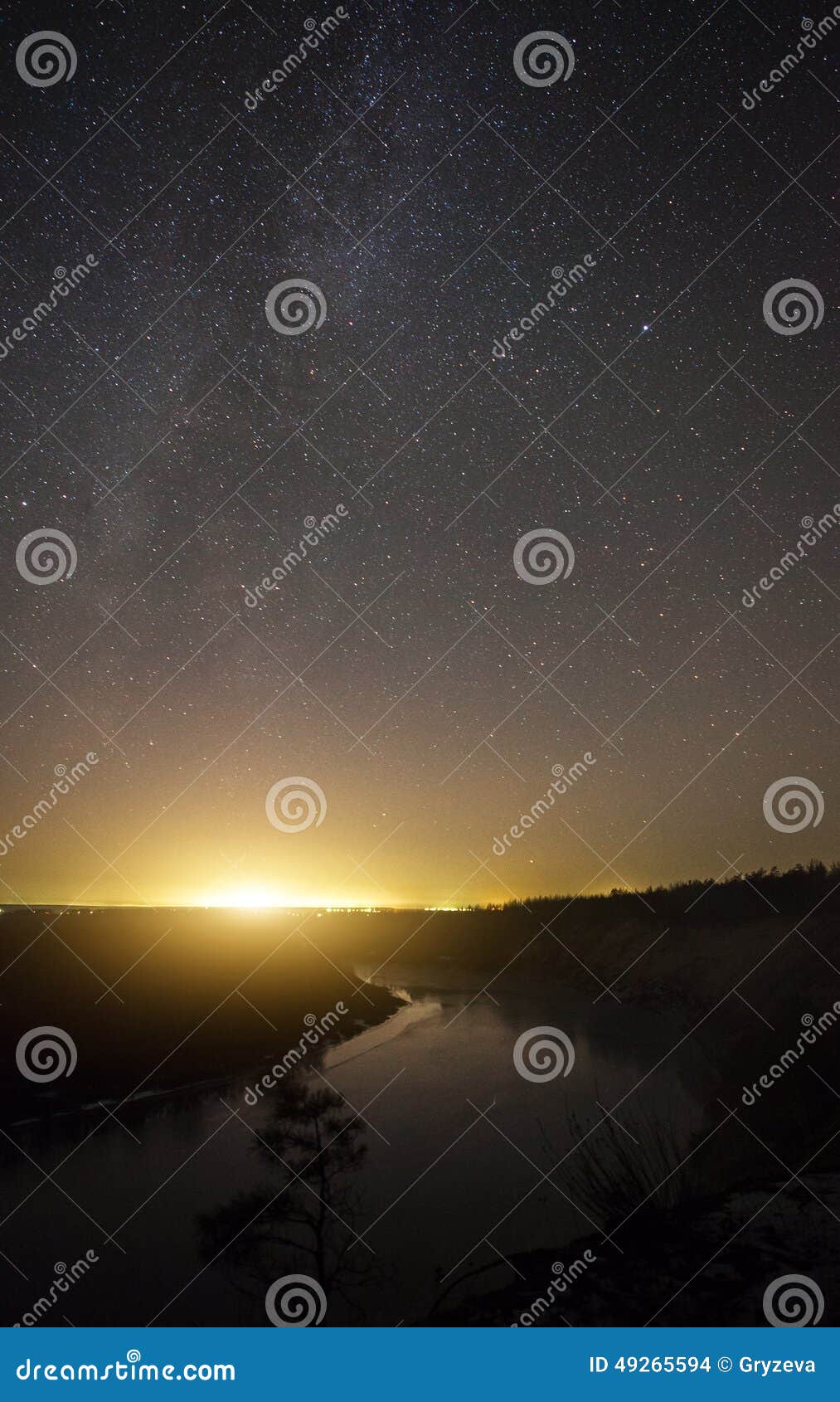 A Beautiful Night Landscape, Moonrise Night Stock Photo - Image of ...