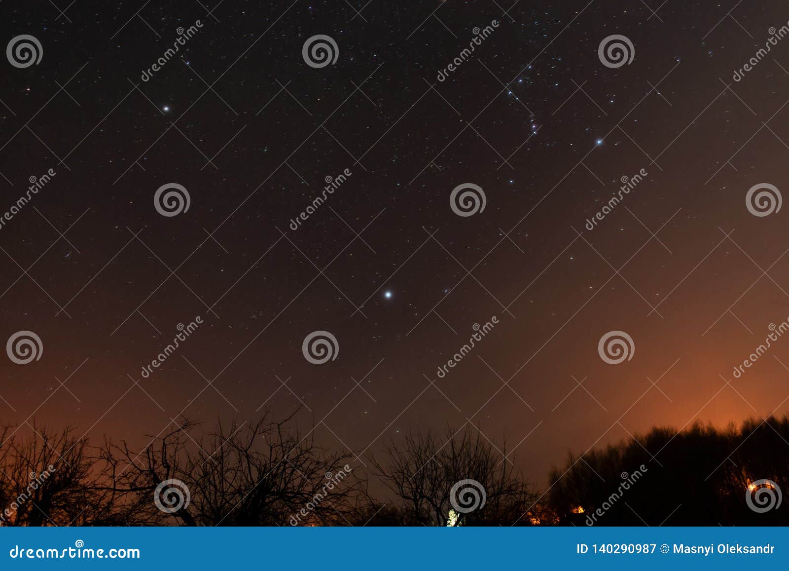 Beautiful Night Landscape. Sky with Stars Stock Image - Image of ...