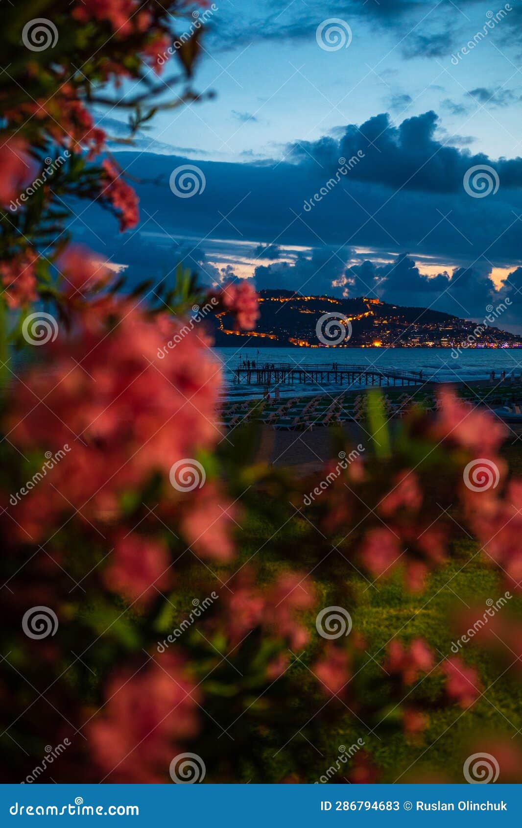 Beautiful Night Scene on Alanya Beach Stock Image - Image of sunrise ...