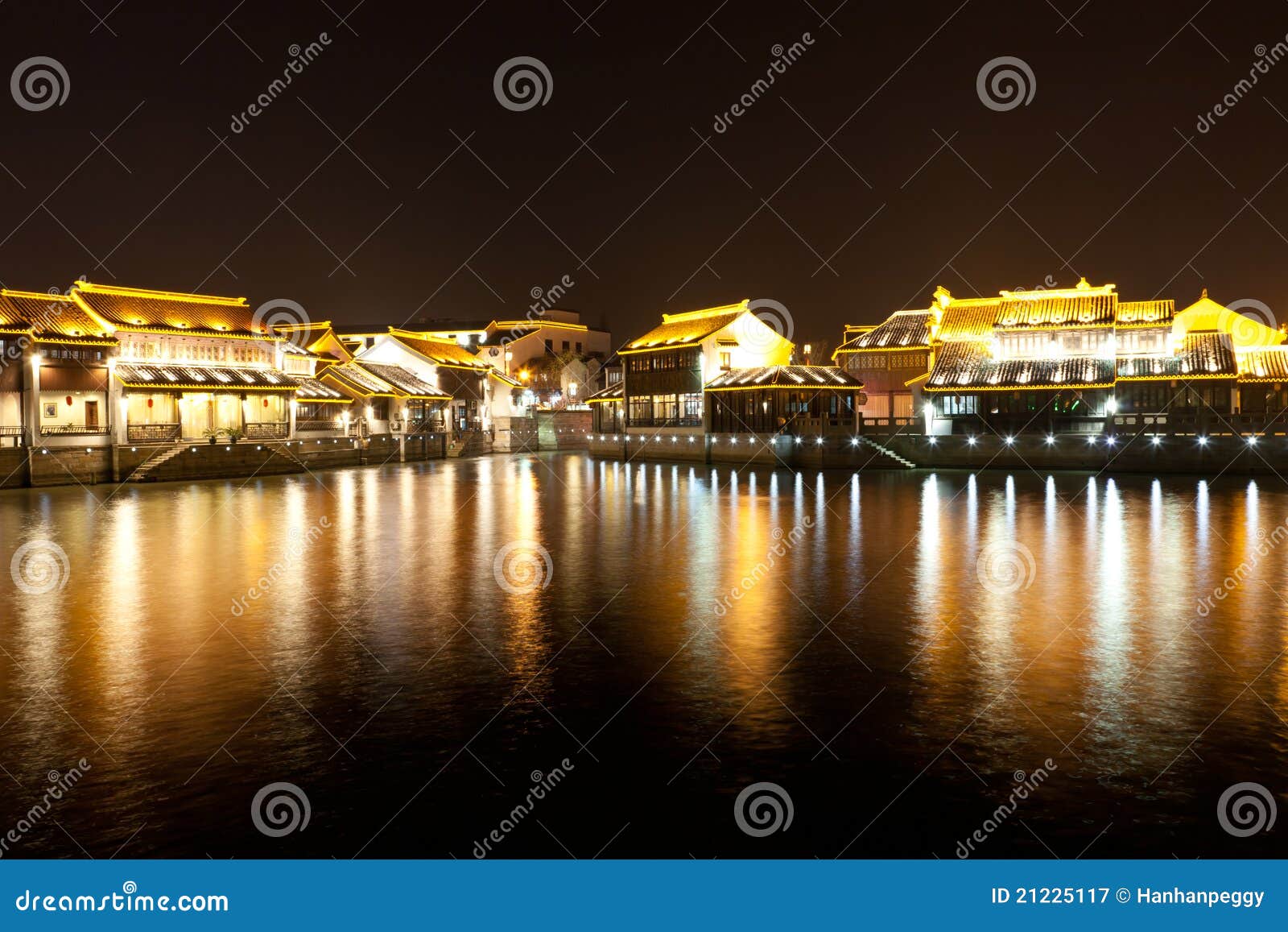 Beautiful Night Scene of Chinese Town Stock Image - Image of landscape ...