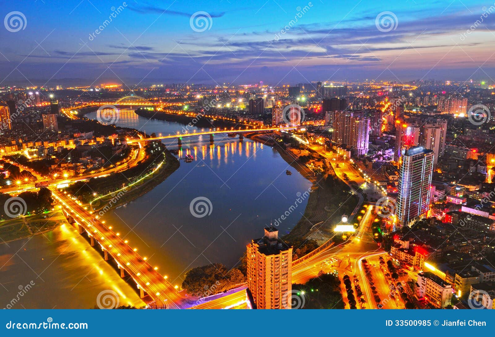Beautiful Night Scenery of Nanning Stock Image - Image of downtown ...
