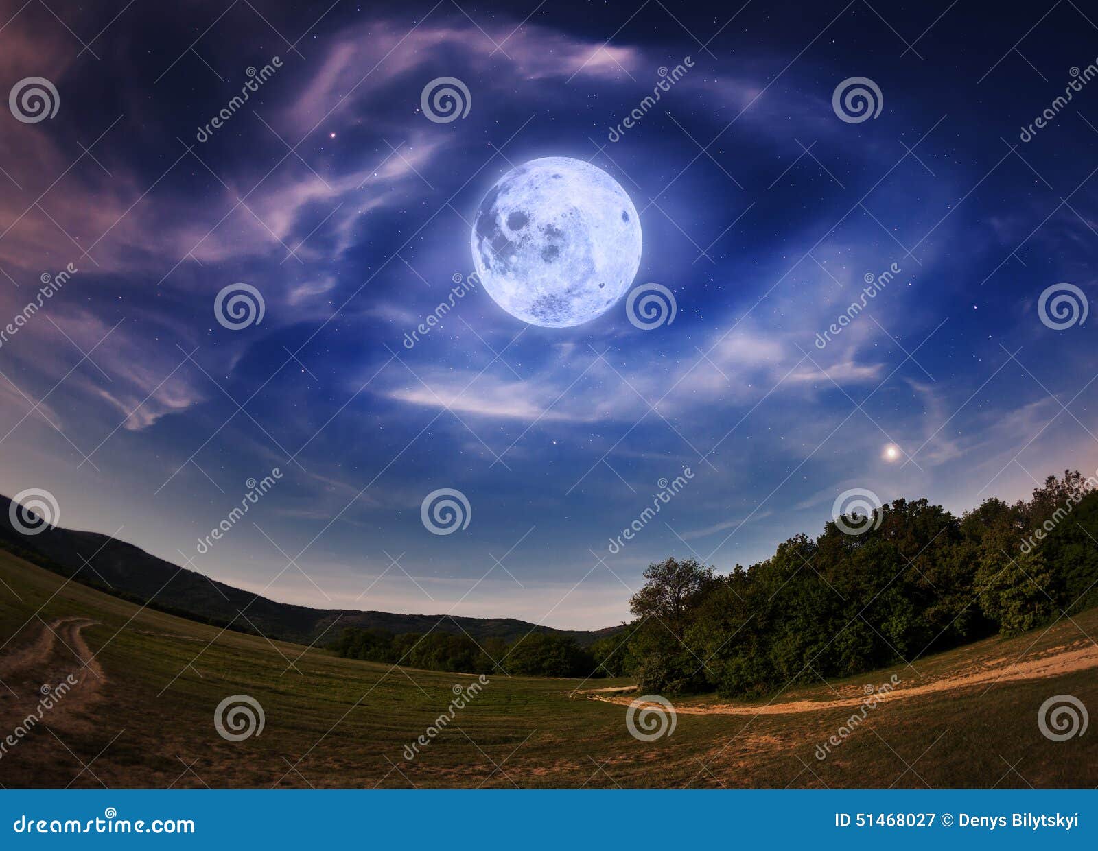 Beautiful Night Sky with the Full Moon and Stars Stock Image - Image of ...