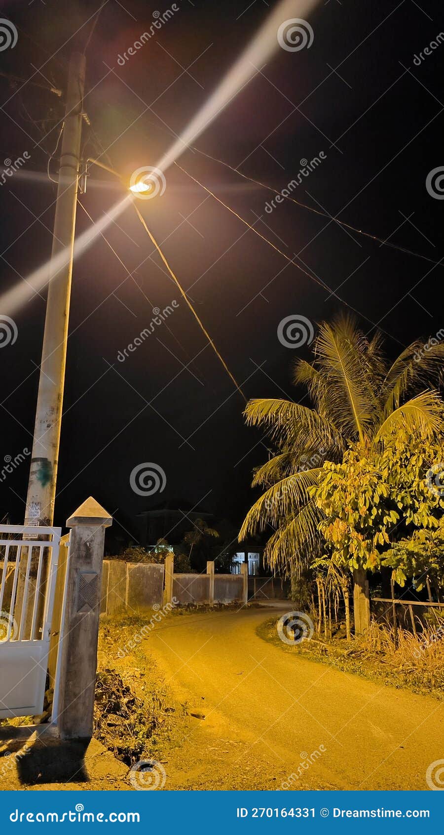 Beautiful Night Sky in the Small Road Stock Image - Image of night ...