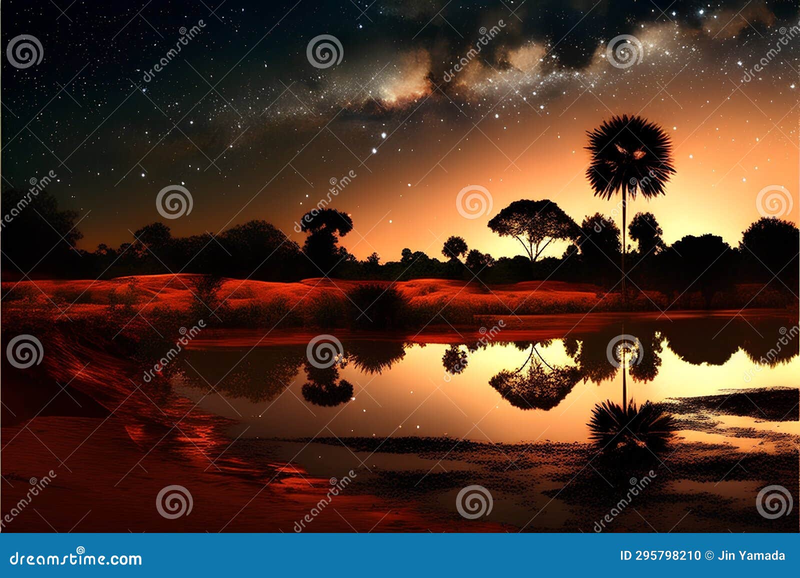 Beautiful Night Sky with Stars and Reflection in the Water ...