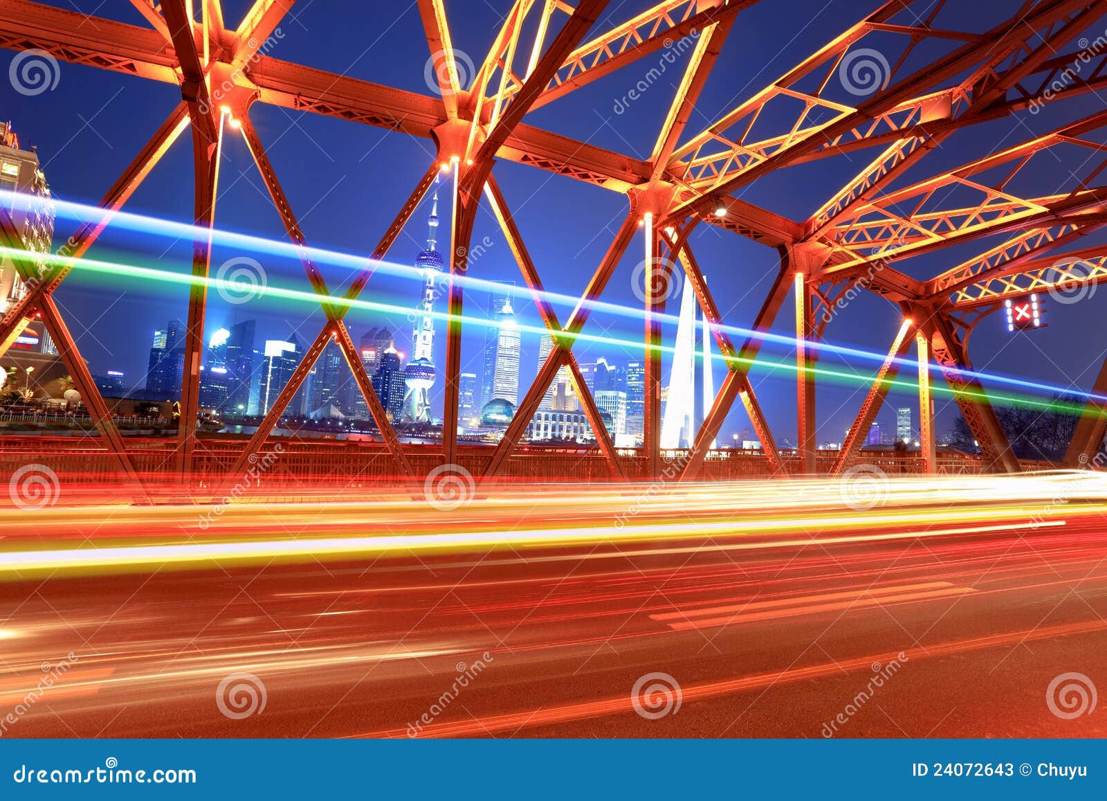 Beautiful Night View Bridge in Shanghai Stock Image - Image of scene ...