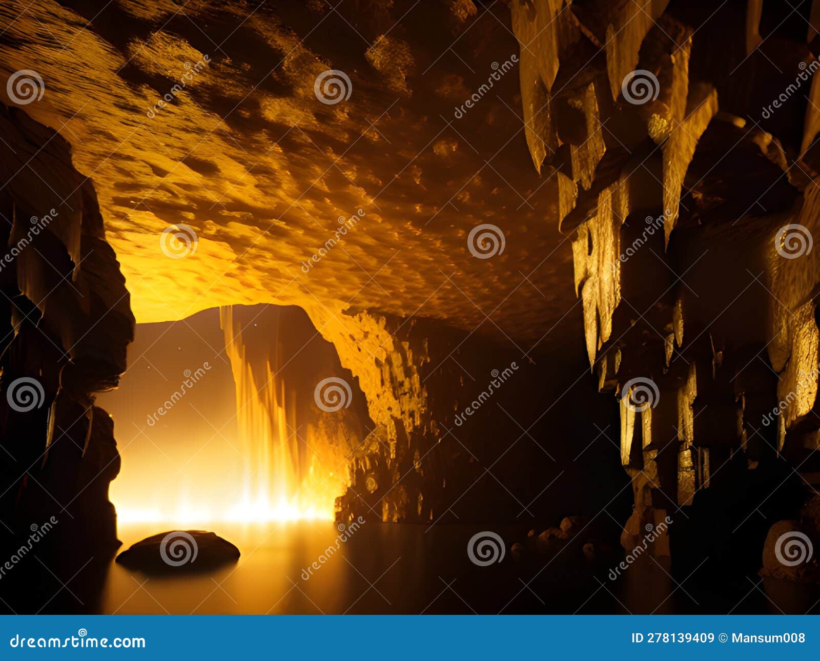 Beautiful Night View of the Cave, Gold Cave, AI Generated Stock ...