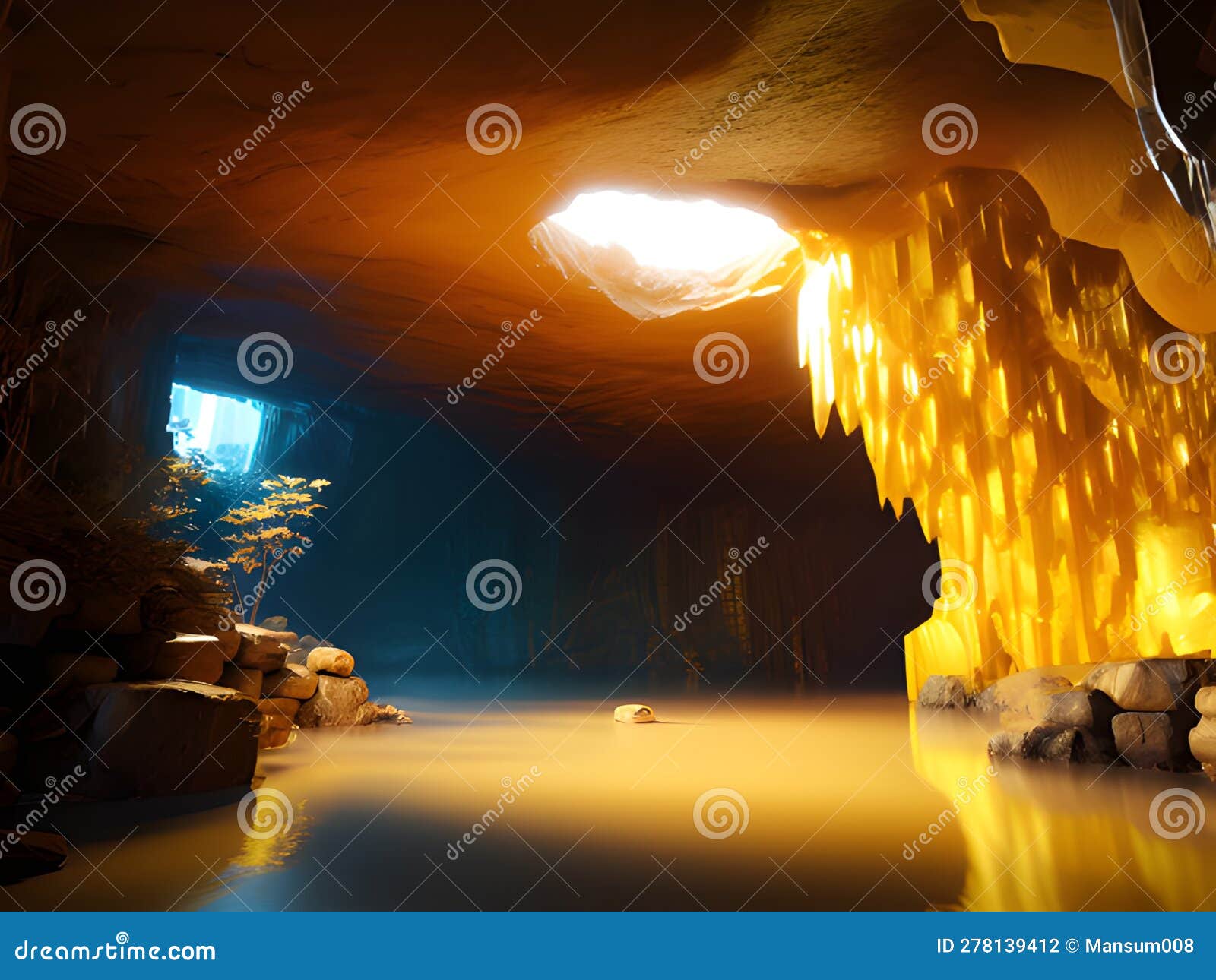 Beautiful Night View of the Cave, Gold Cave, AI Generated Stock ...