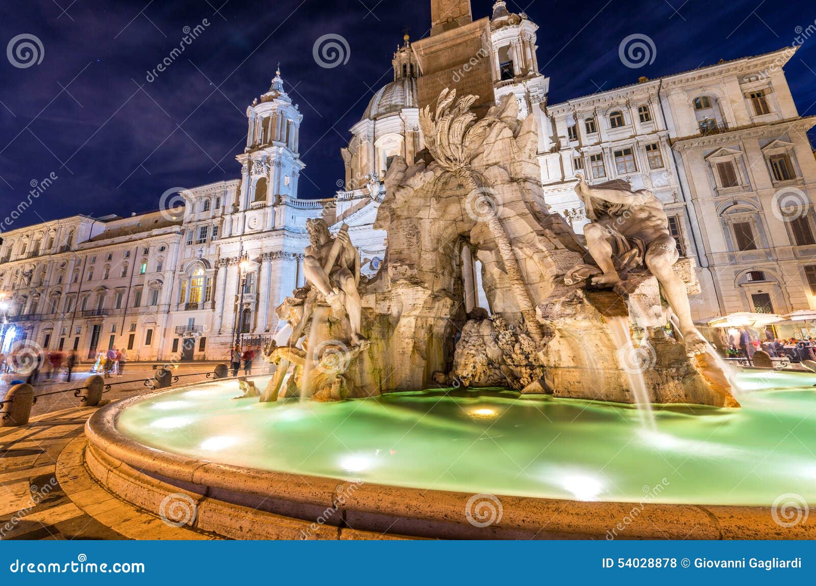 Beautiful Night View of Navona Square in Rome Stock Photo - Image of ...