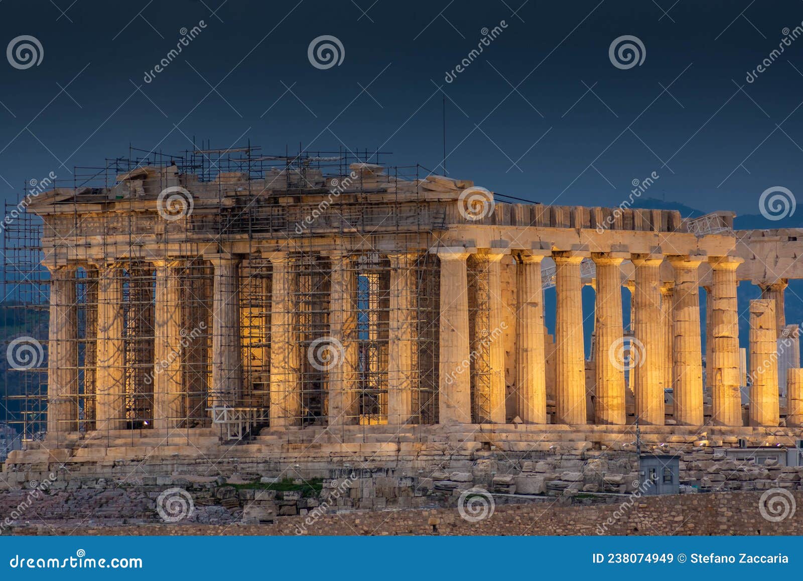 Beautiful Night View of the Parthenon and the Acropolis, Athens in ...