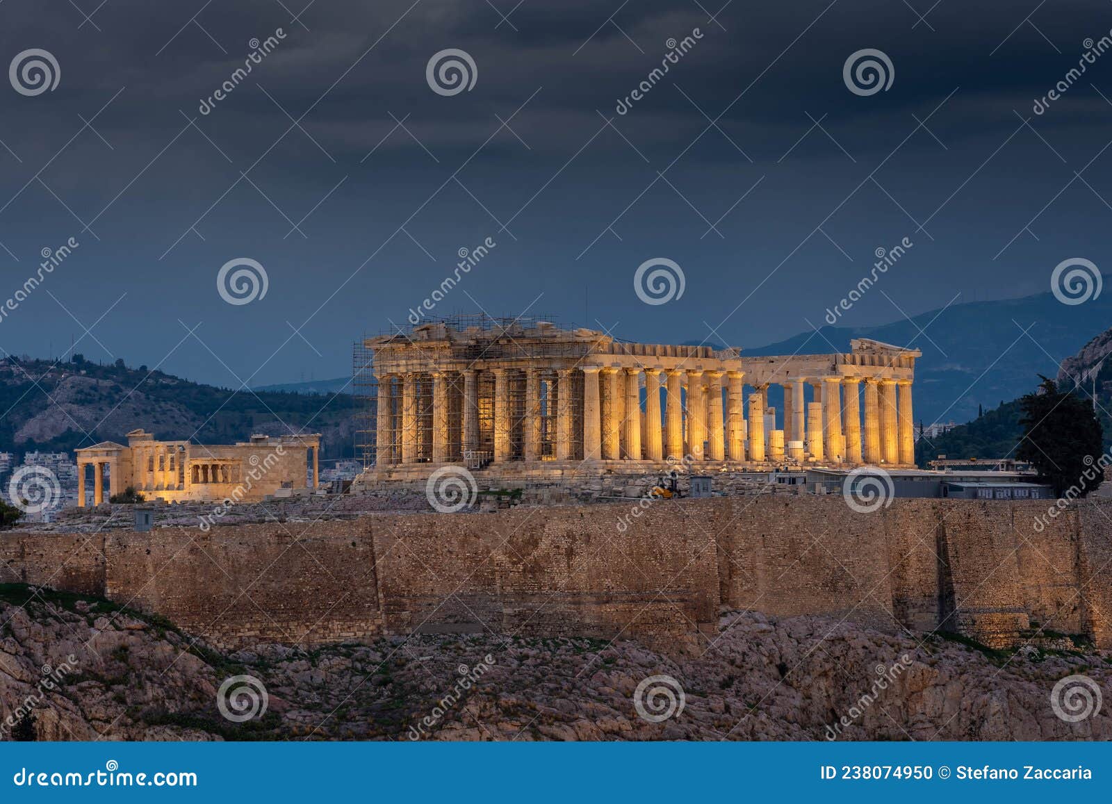 Beautiful Night View of the Parthenon and the Acropolis, Athens in ...