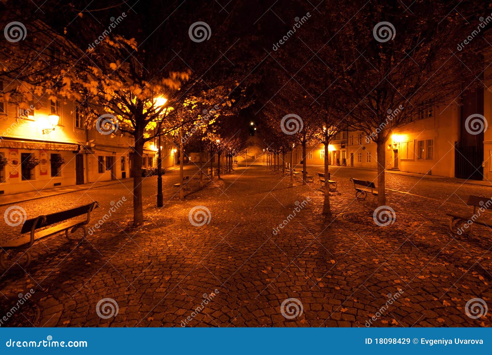 Beautiful Night View of the Street in Prague Stock Image - Image of ...