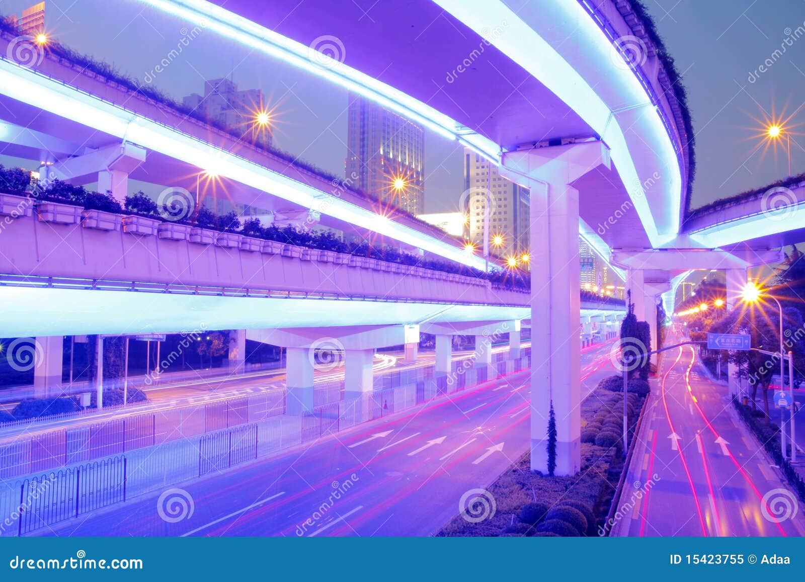 The Beautiful Night View of Viaduct Road in Shanghai Stock Image ...