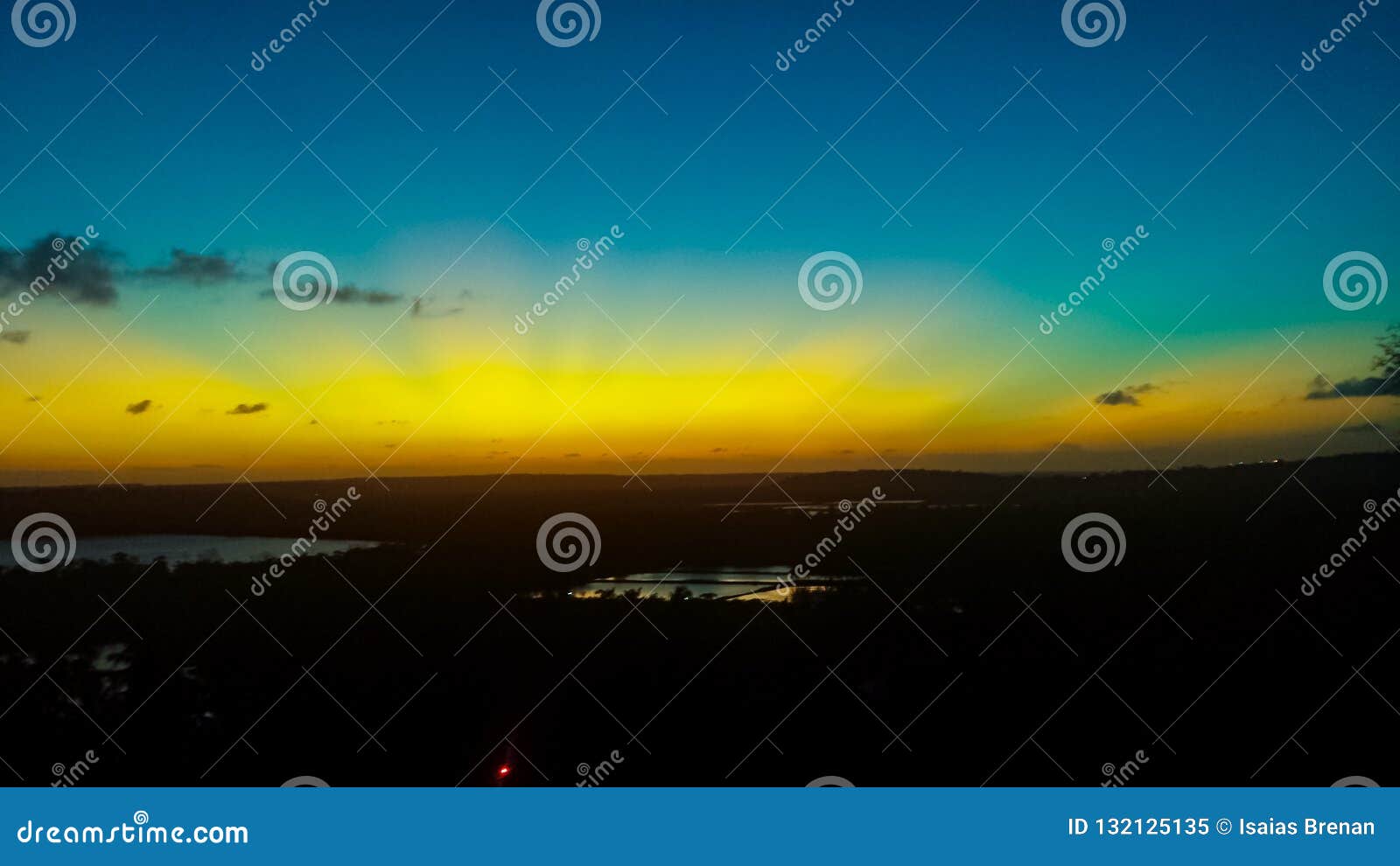 Beautiful Nightfall with Blue Sky Stock Image - Image of forest, hill ...