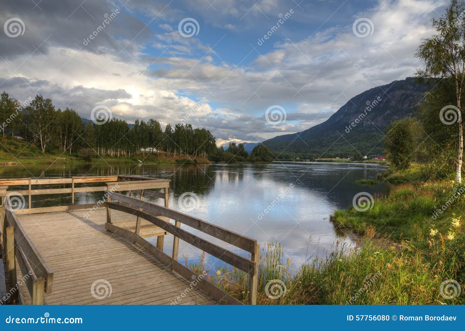 Beautiful Norwegian Fjord. View Across Storfjorden, Towards Village ...