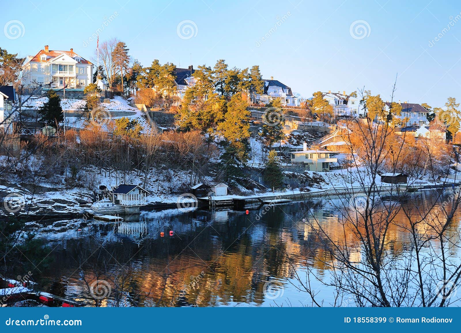 Beautiful Norwegian Fjord. View Across Storfjorden, Towards Village ...