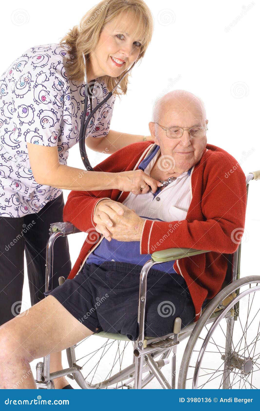 Beautiful Nurse Checking Elderly Patient Stock Photo - Image of ...