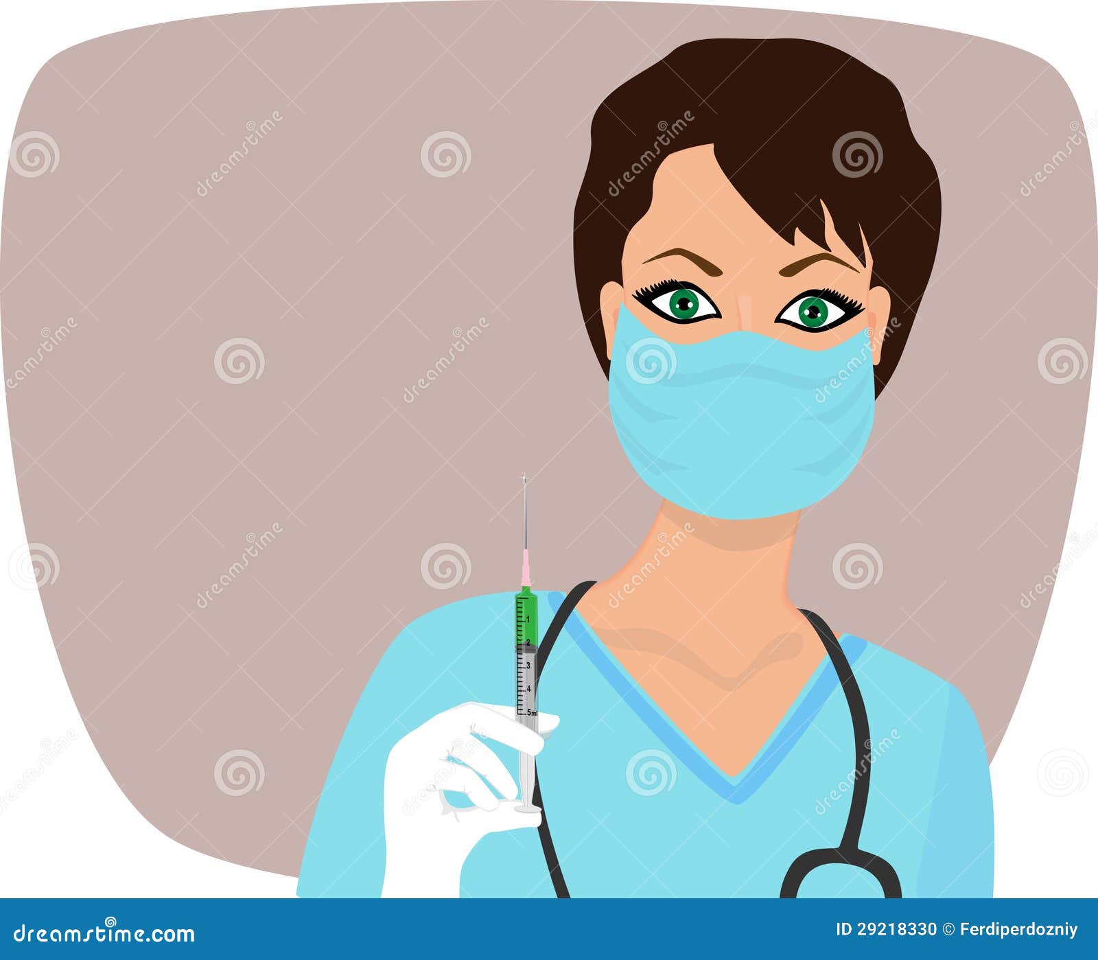 Beautiful Nurse Ready To Make an Injection Stock Illustration ...