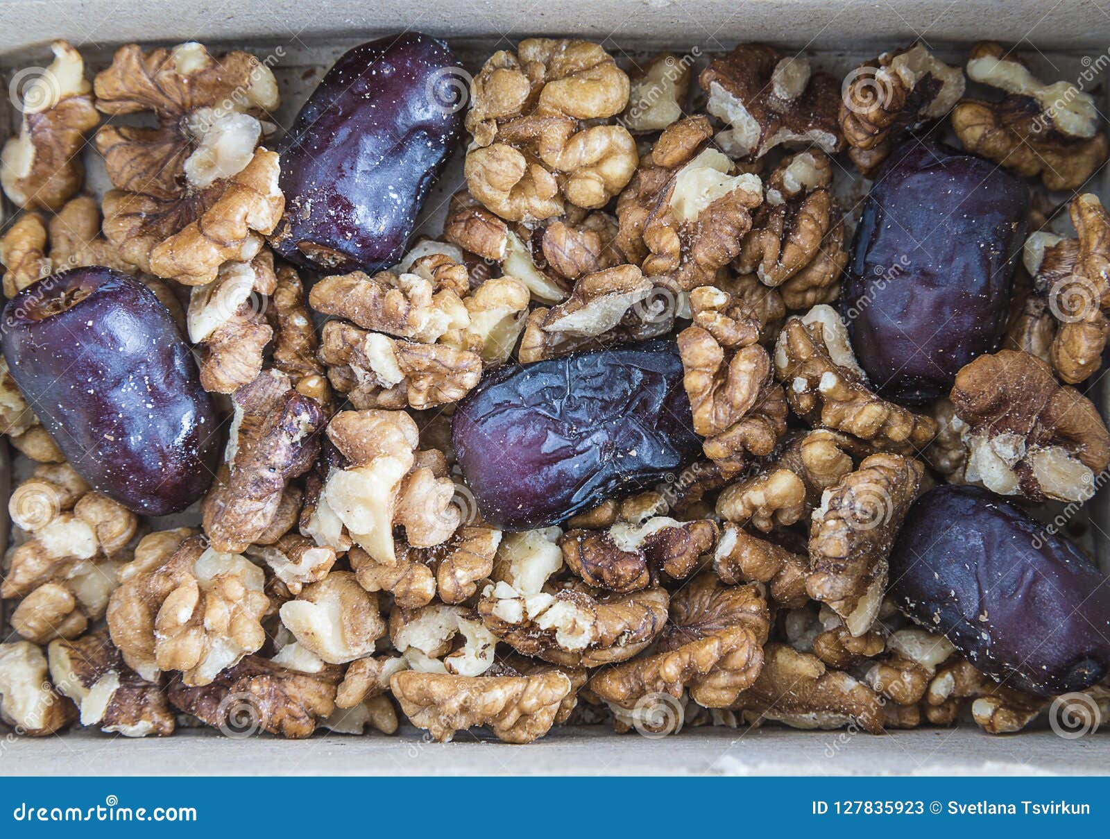 Beautiful Nuts and Dates in the Box Stock Image - Image of food, view ...